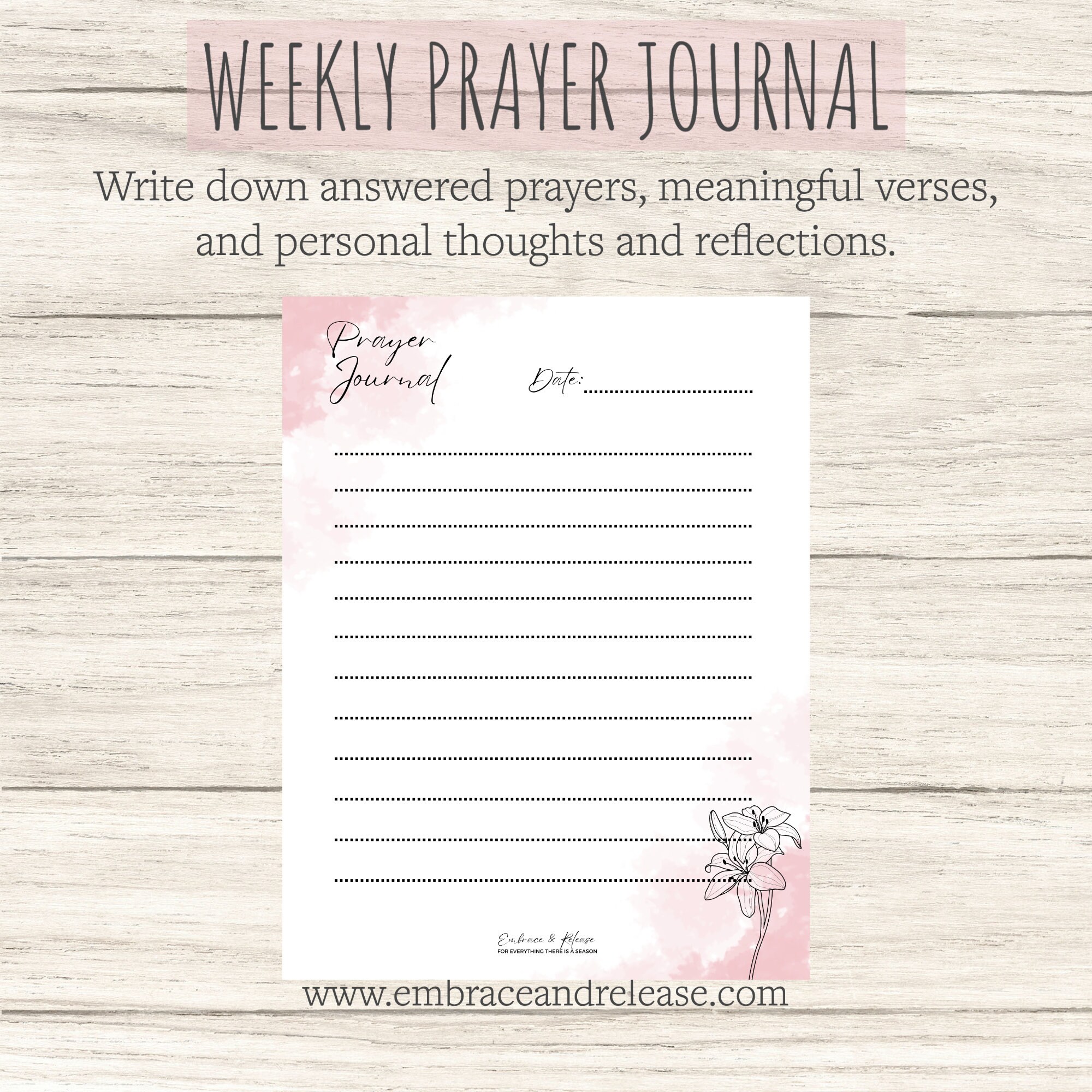 Prayer Journal | Weekly Planner | Digital Download - Etsy