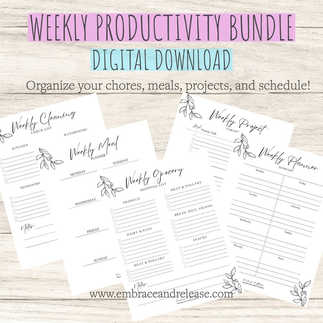 Weekly Planner Printable Cleaning List Meal Planner - Etsy