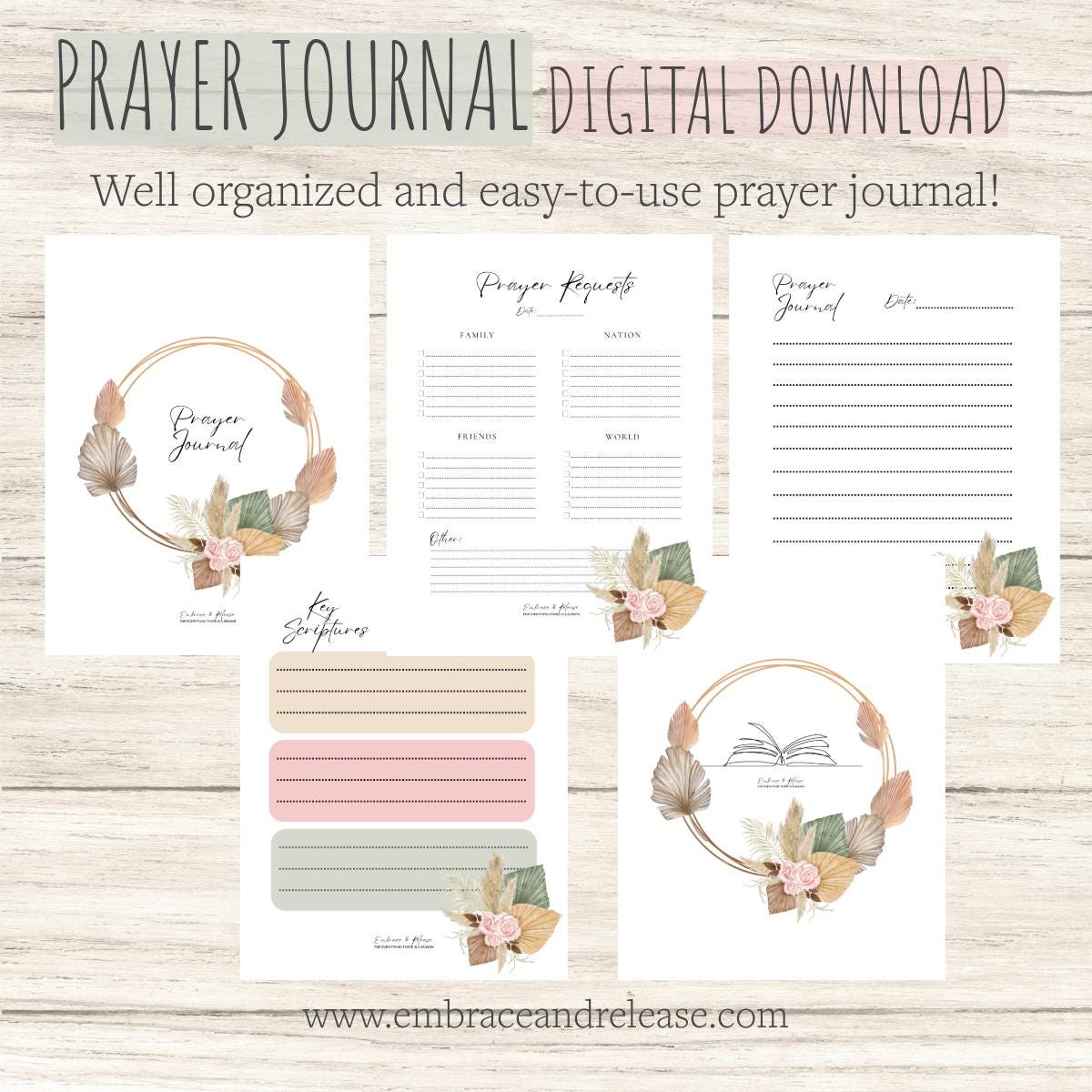 Printable Prayer Journal: Scripture Reflection & Prompts (digital ...