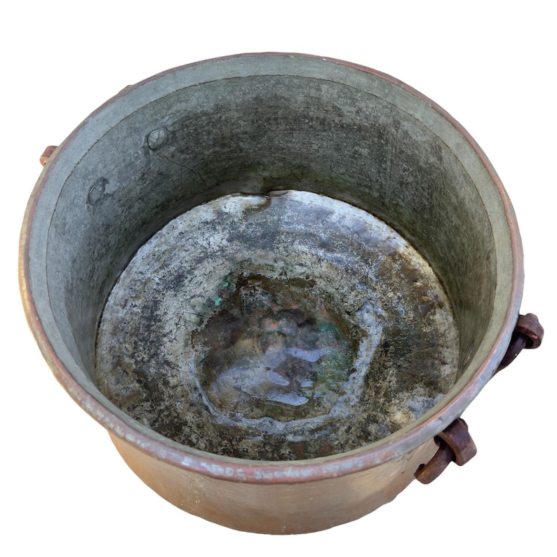 Antique Hand-hammered Copper Cauldron Pot 18" Iron Handles Rustic ...