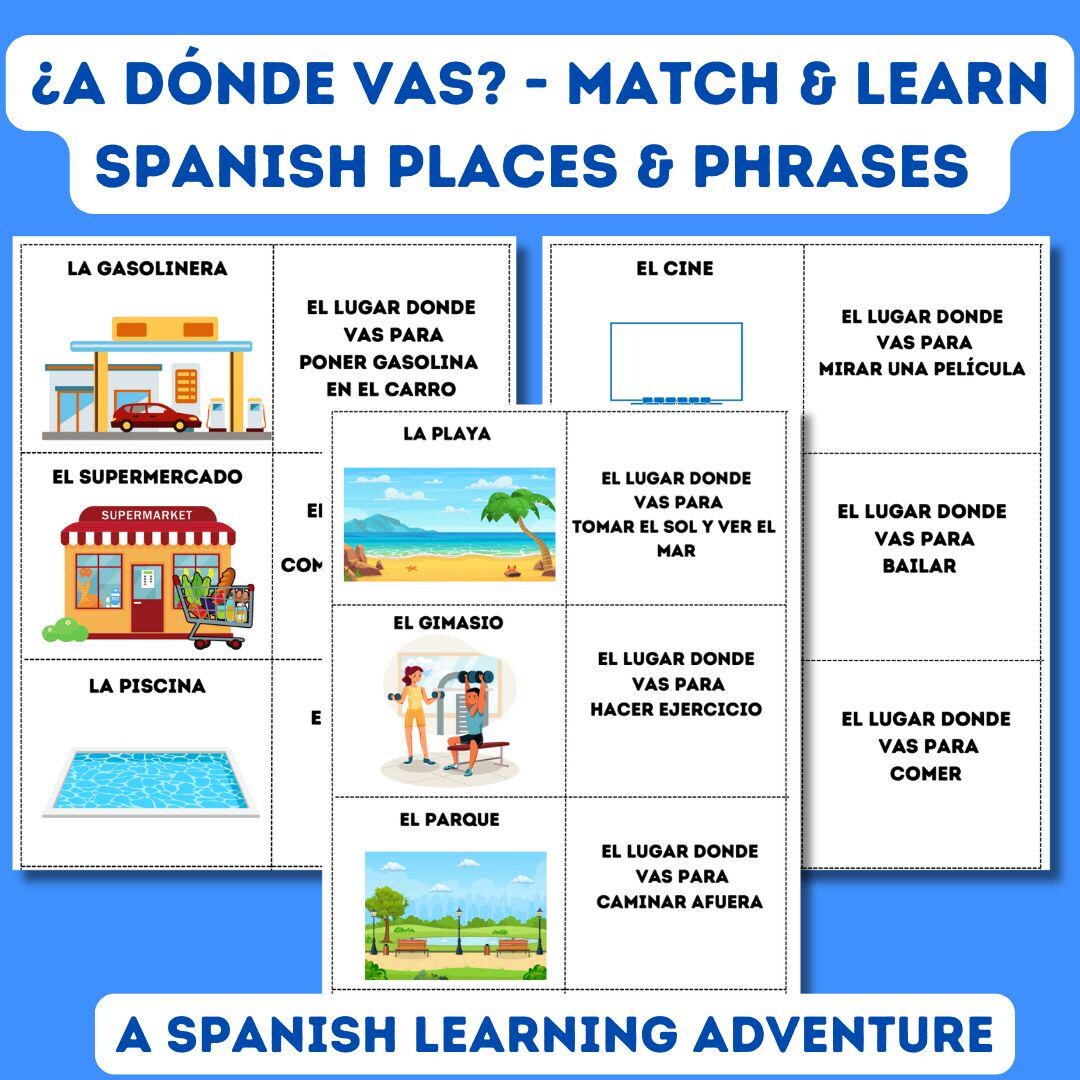 Spanish Places & Phrases Flashcards | Memory Game | Language Learning ...