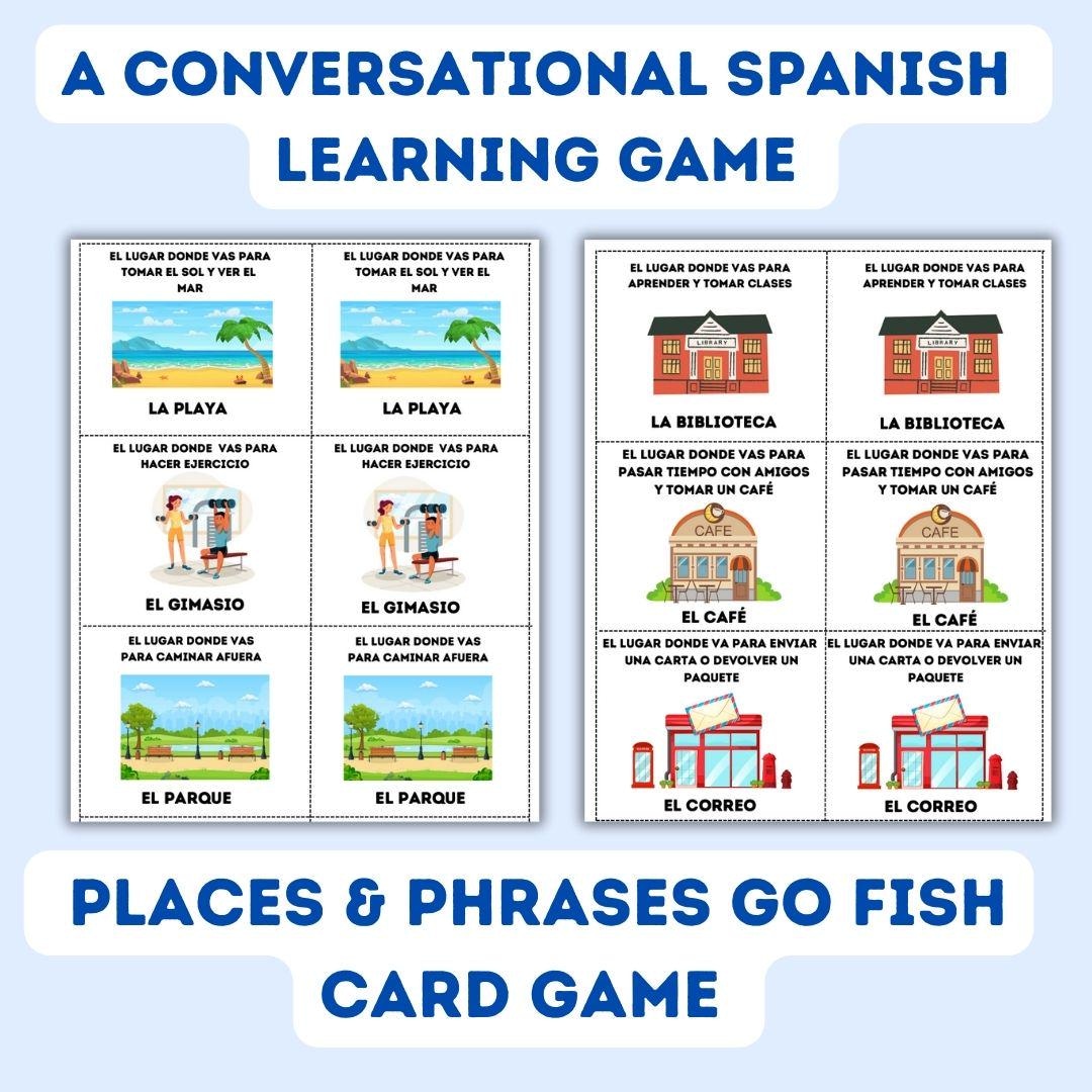 Spanish Go Fish Card Game: Places & Phrases (PDF Pattern) - Etsy