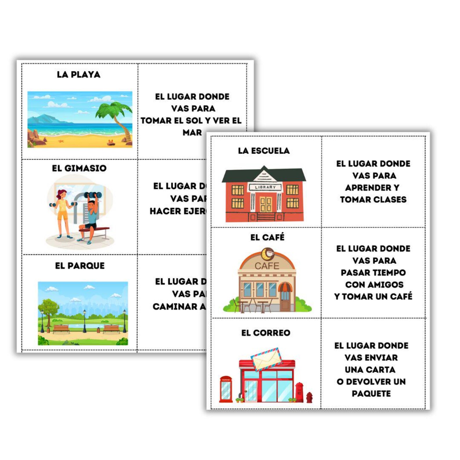 Spanish Places & Phrases Flashcards | Memory Game | Language Learning ...