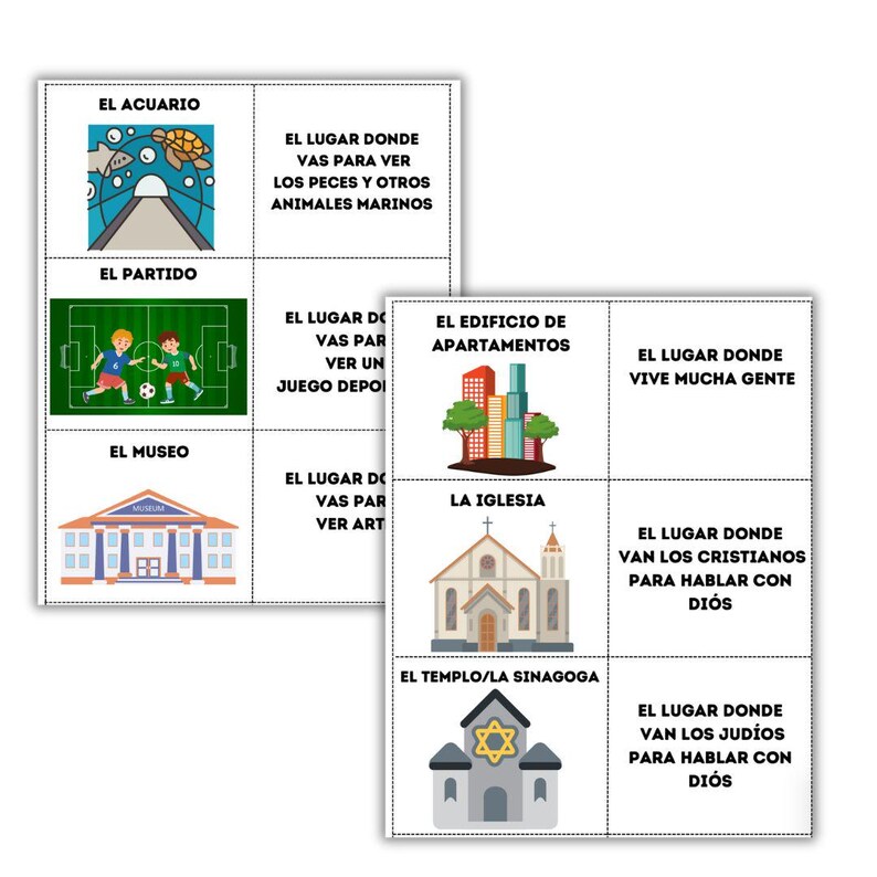 Spanish Places & Phrases Flashcards | Memory Game | Language Learning ...