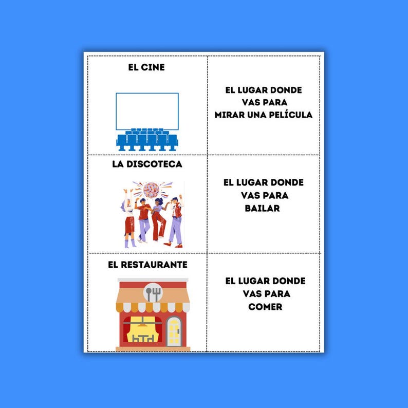 Spanish Places & Phrases Flashcards | Memory Game | Language Learning ...