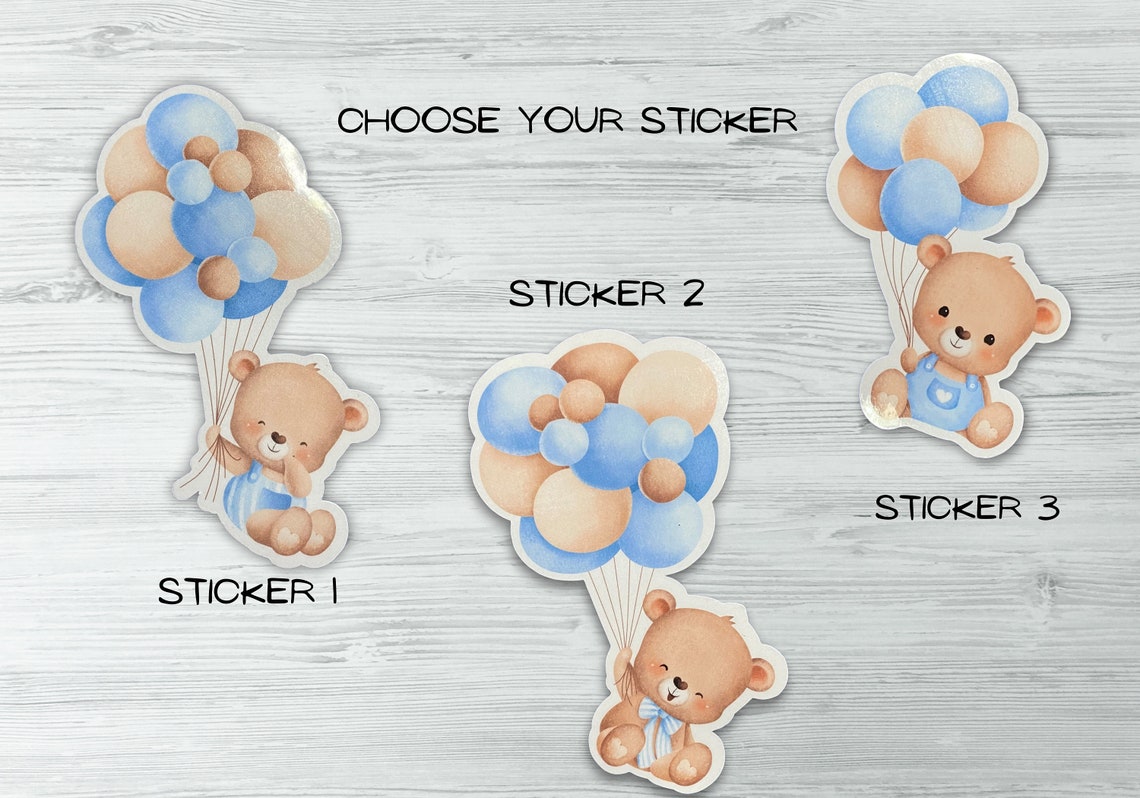Blue Teddy Bear With Balloons Sticker Journal Decoration cute ...