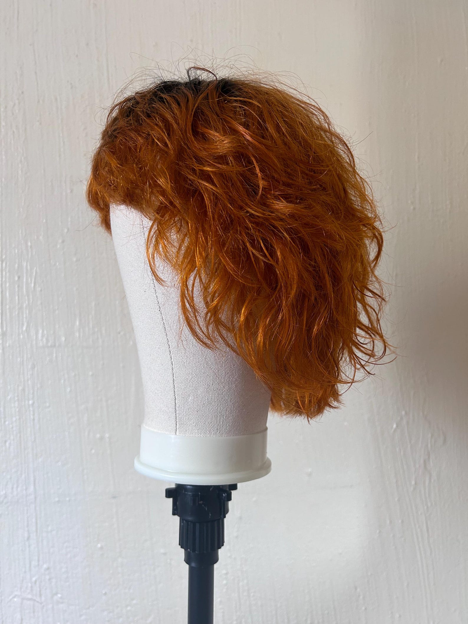 Copper Ombre Choppy Bob Wig: Shaggy Human Hair, Edgy Style - Etsy