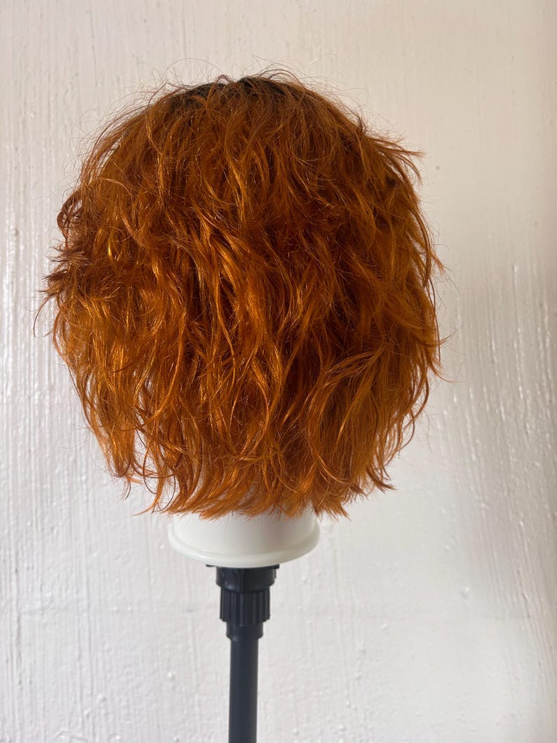 Copper Ombre Choppy Bob Wig: Shaggy Human Hair, Edgy Style - Etsy