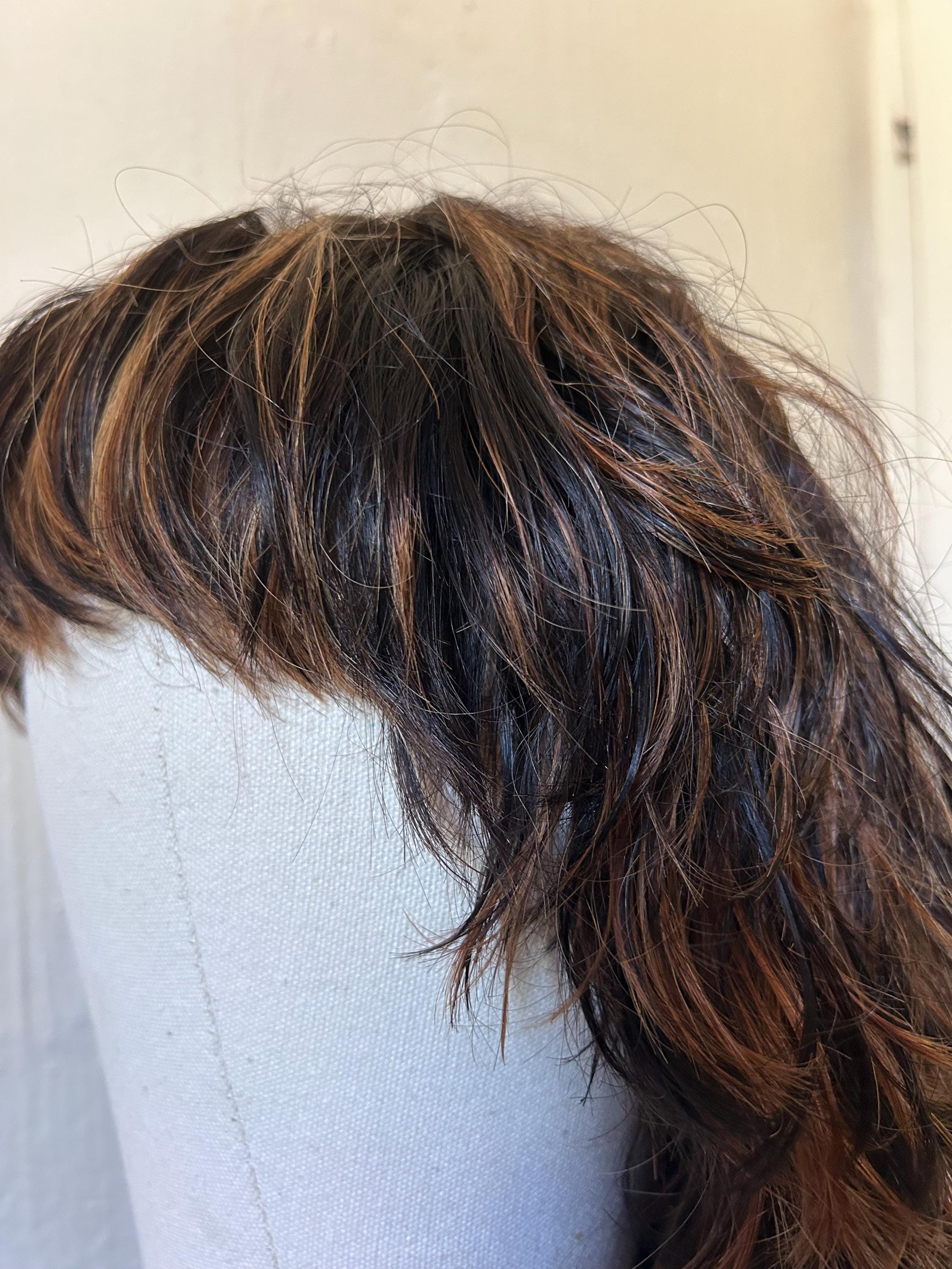 Shaggy Wolf Cut Mullet Wig Human Hair With Highlights, 5x7 Lace Closure ...