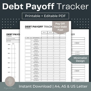 Debt Payoff Tracker Printable Debt Payment Tracker Fillable PDF ...