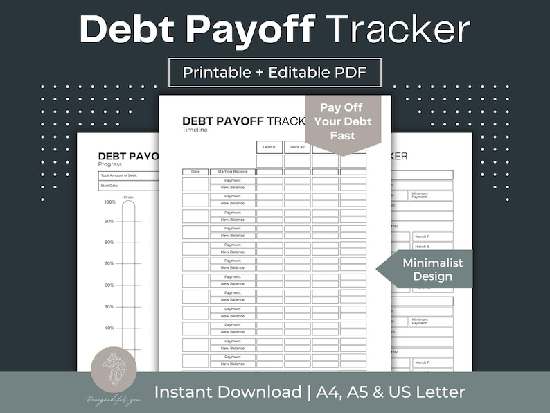 Debt Payoff Tracker Printable Debt Payment Tracker Fillable PDF ...