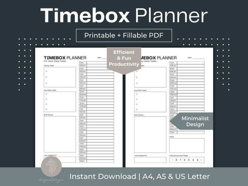 Timebox Planner Printable Time Management Fillable PDF to Do List ...
