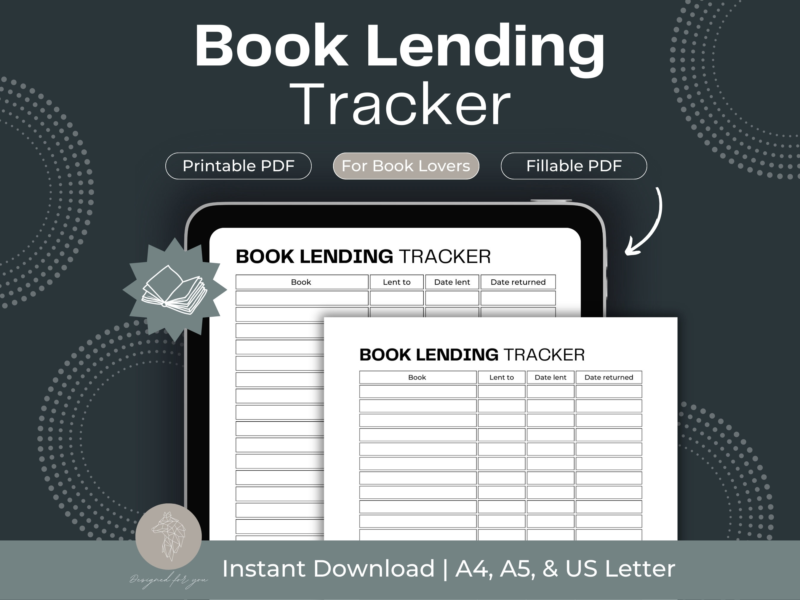 Book Lending Tracker, Reading Journal Printable (A4, A5, Letter) - Etsy