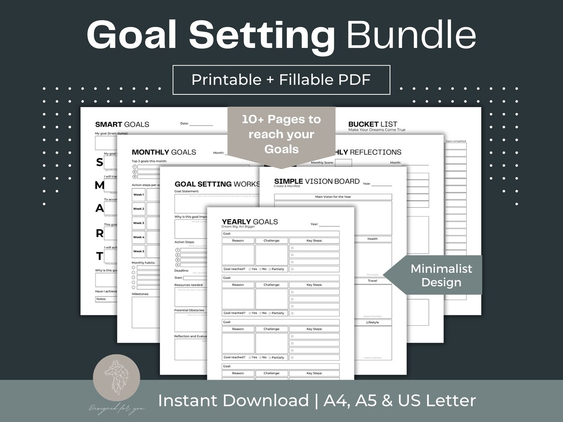 Goal Setting Worksheet, Goals Planner, Goal Setting Template, Goal ...