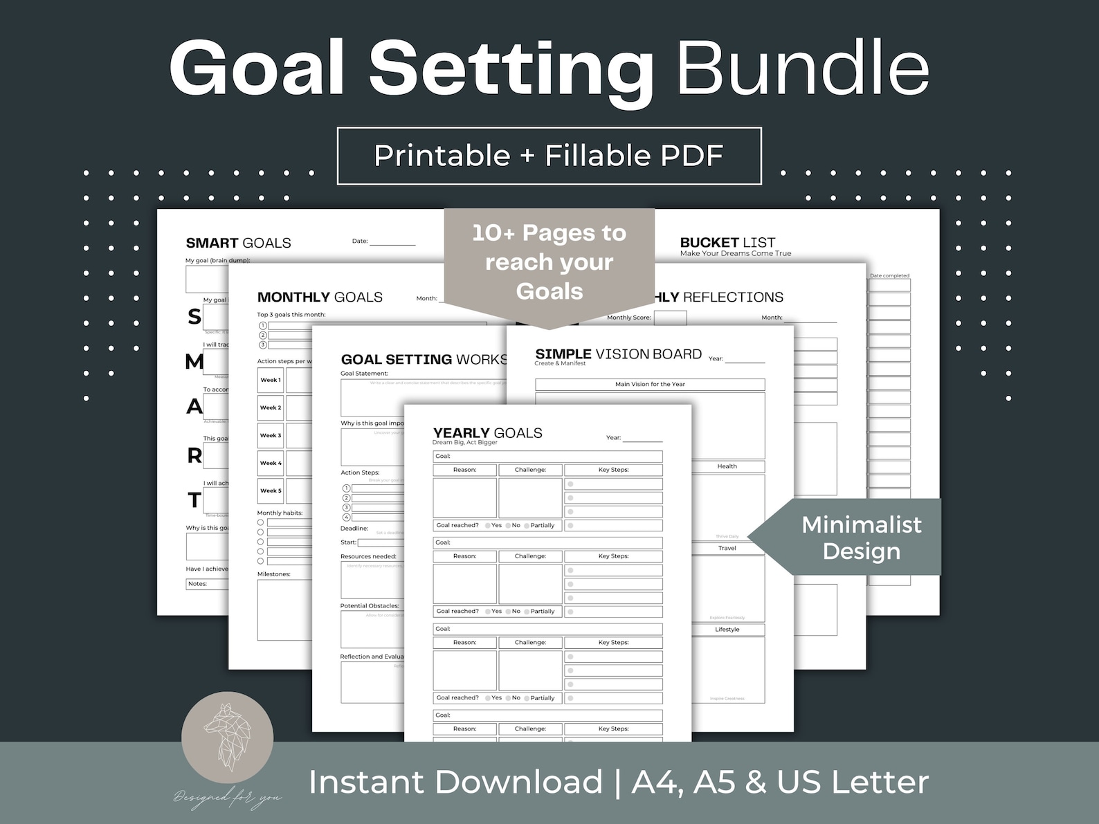 Goal Setting Worksheet, Goals Planner, Goal Setting Template, Goal ...