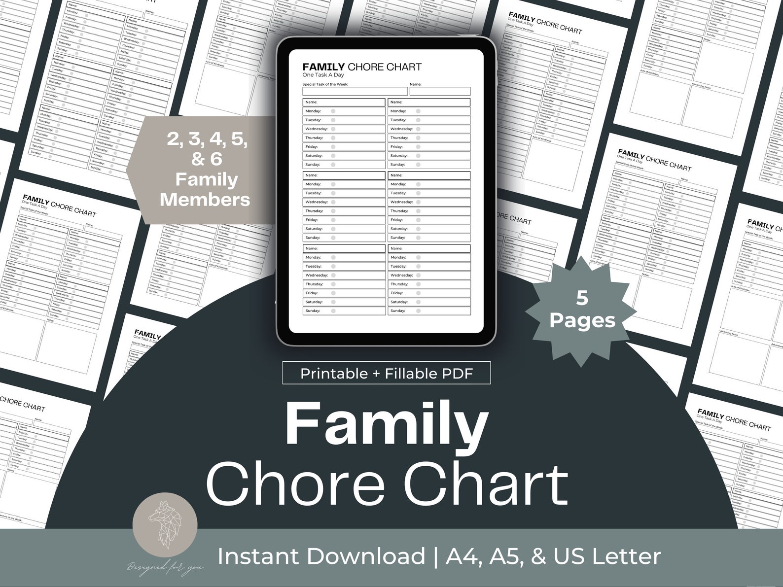Family Chore Chart Printable, Cleaning Schedule (A4, A5, Letter) - Etsy