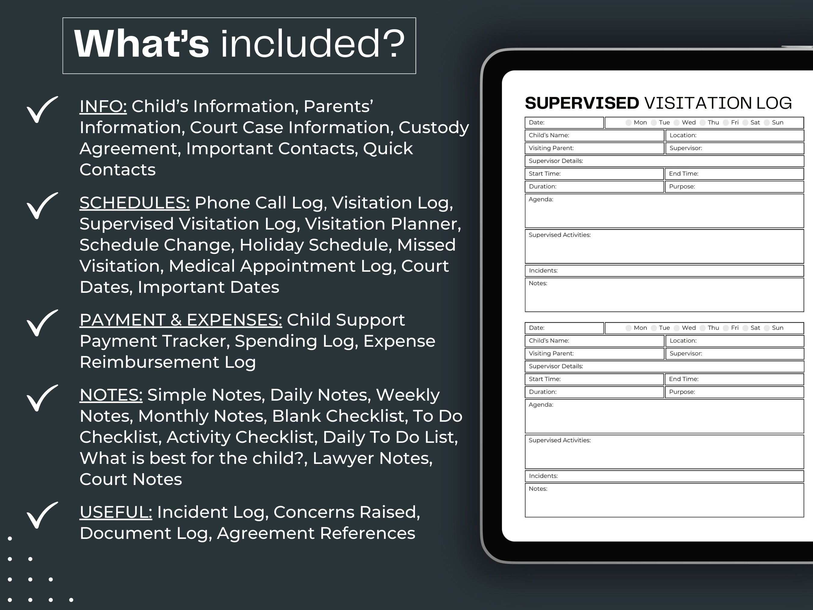 Custody Journal, Custody Binder, Custody Planner, Child Custody, Child ...