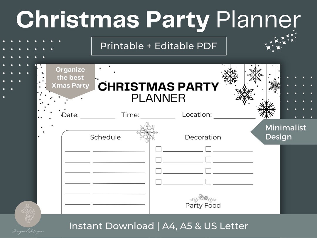 Christmas Party Planner Printable Fillable PDF Event Tracker - Etsy