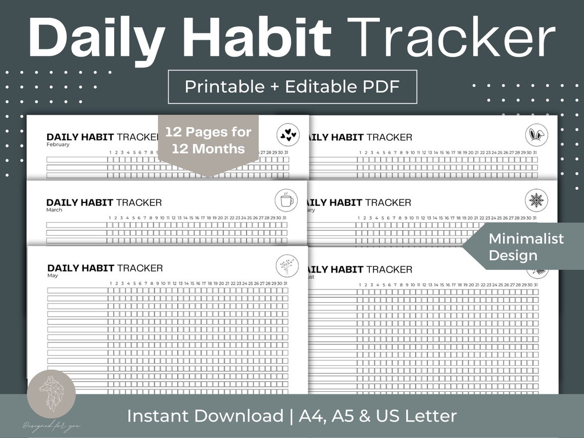 Daily Habit Tracker Daily Routine Planner Monthly Habit - Etsy