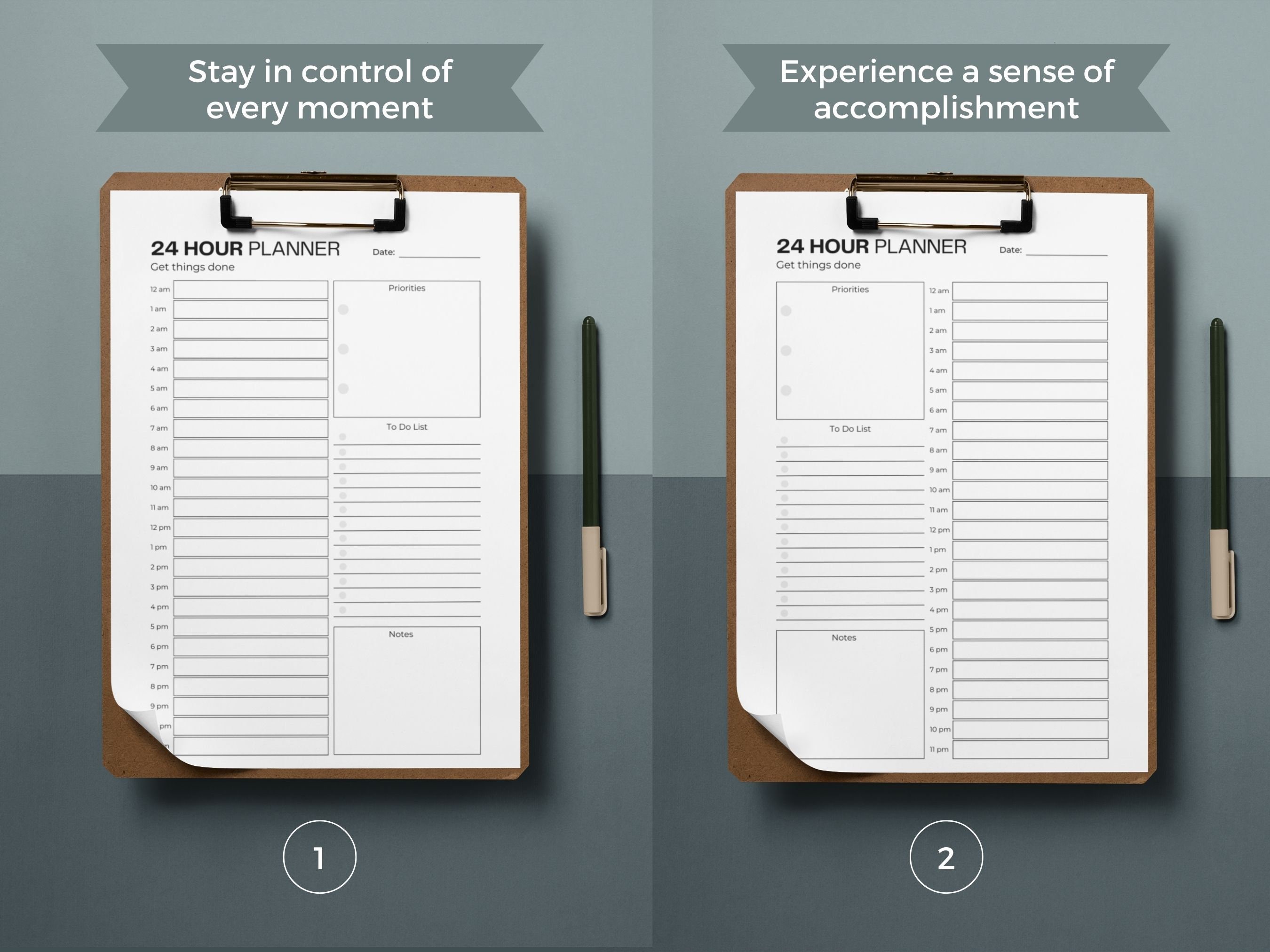 24 Hour Planner Printable Day Planner Fillable PDF Daily Planner Daily ...
