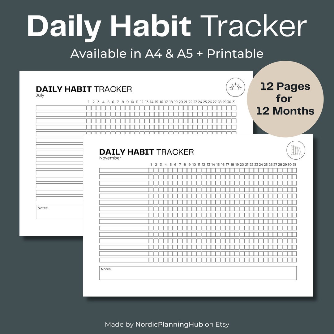 Daily Habit Tracker Daily Routine Planner Monthly Habit - Etsy