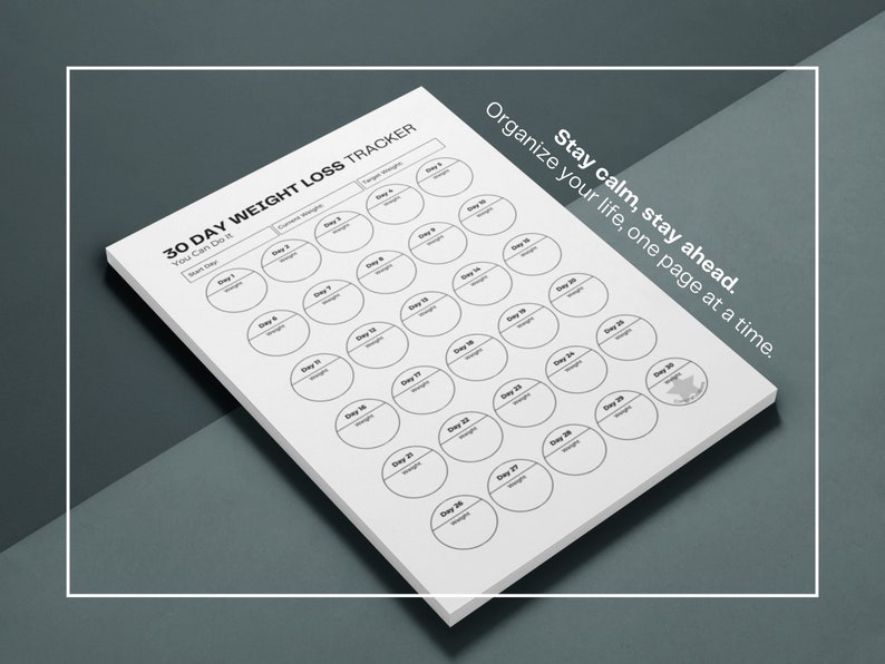 30 Day Weight Loss Tracker Printable 30 Day Challenge Tracker - Etsy