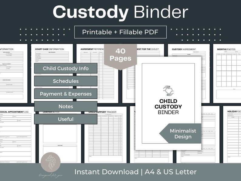 Custody Binder Printable Child Custody Planner Co-parenting Planner ...