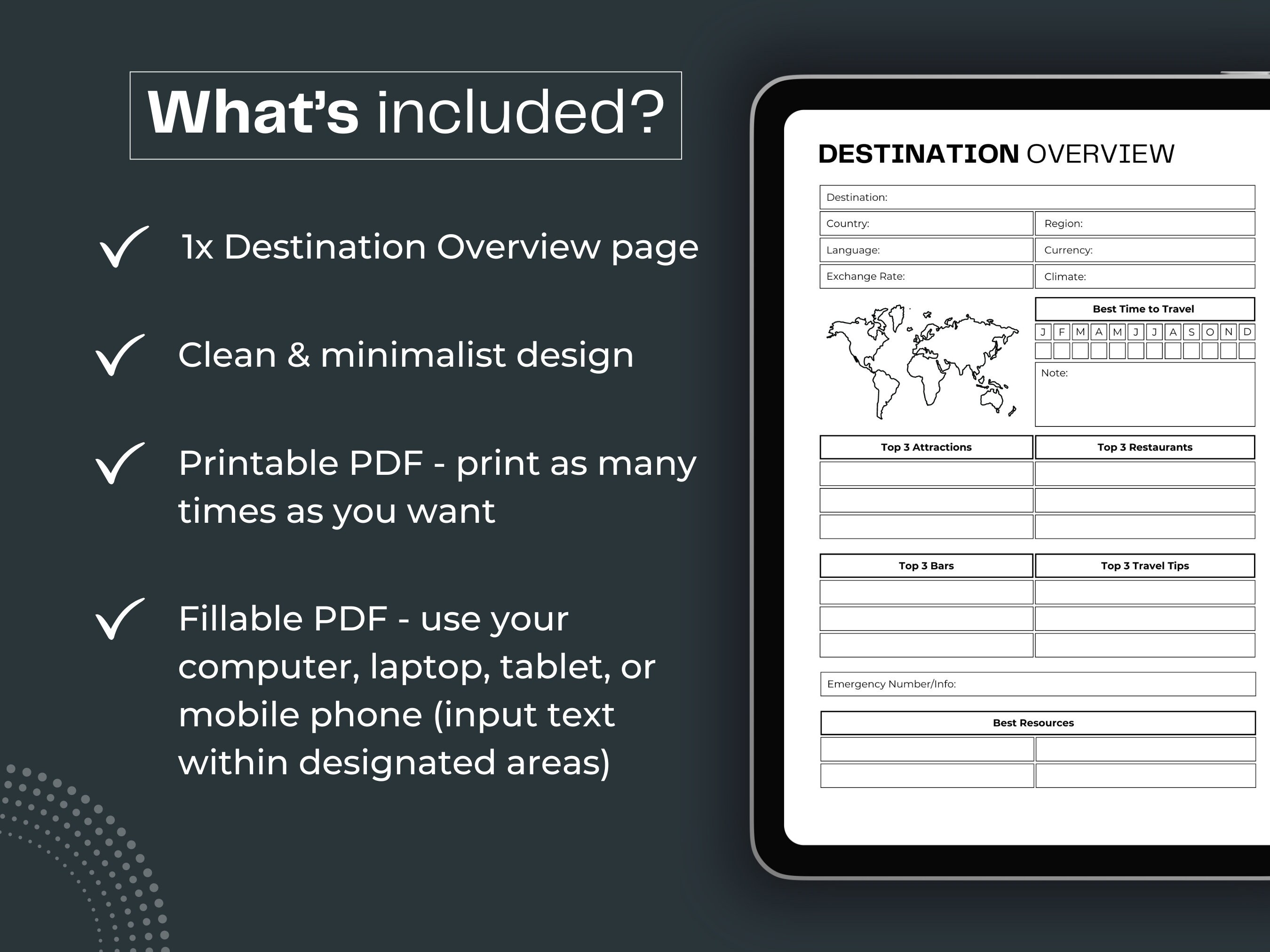 Printable Destination Overview, Travel Templates, Travel Itinerary ...