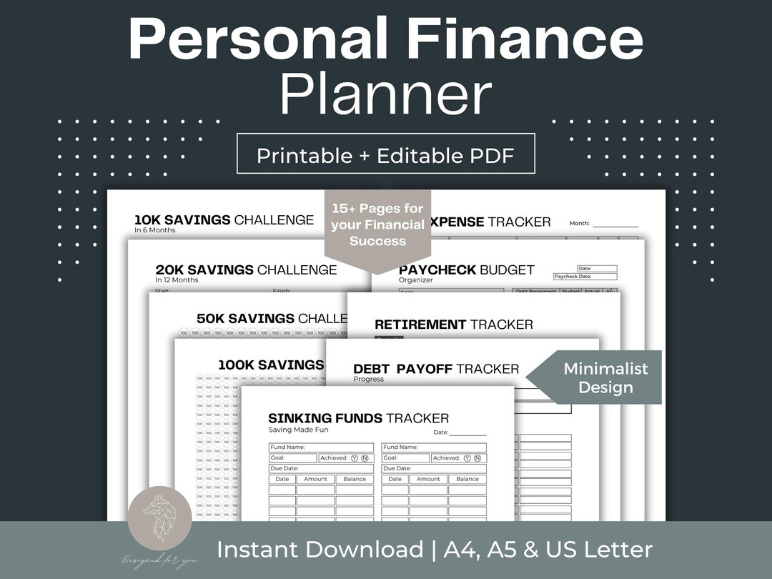 Personal Finance Planner Printable Finance Bundle Fillable PDF Money ...