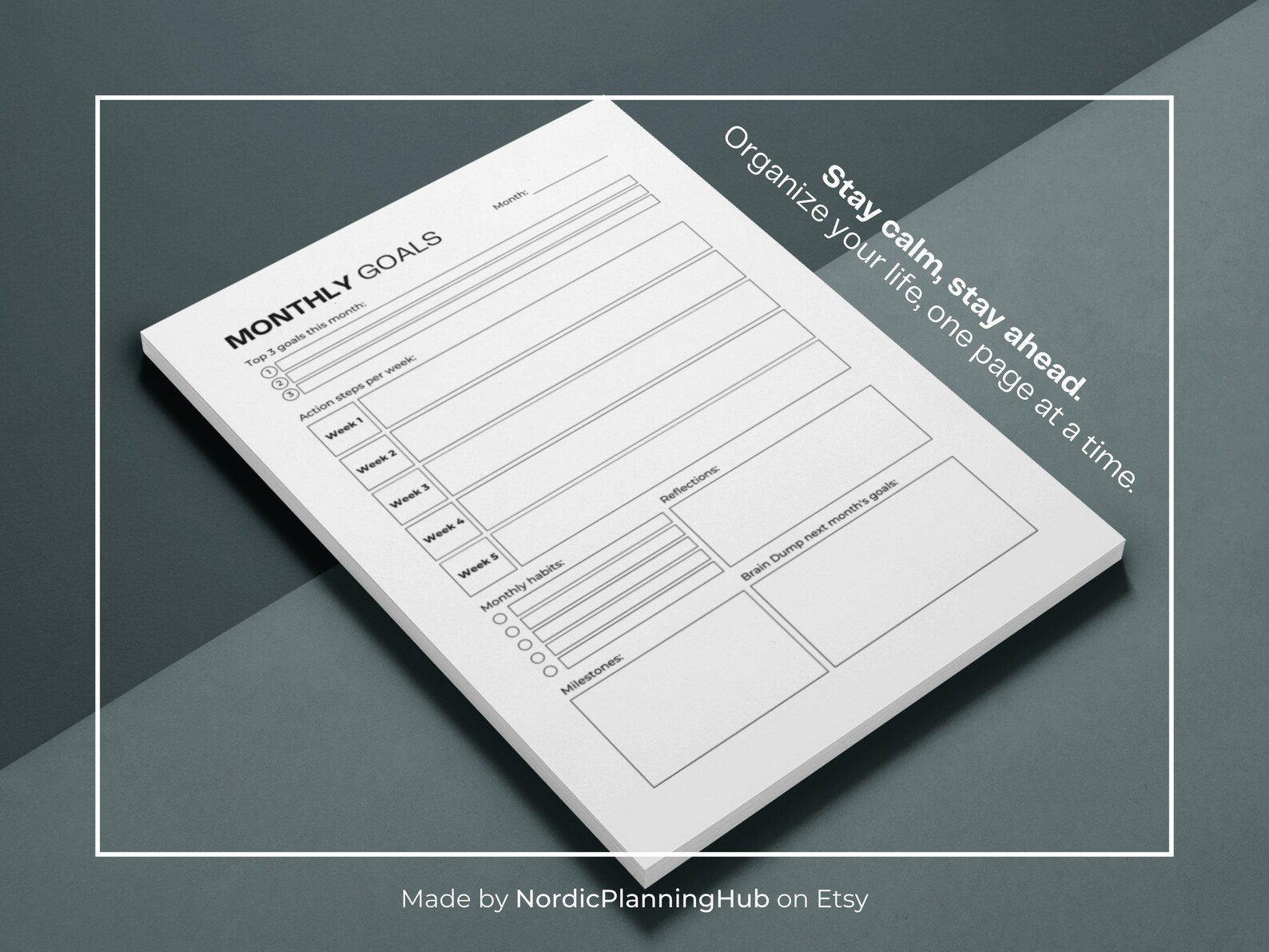 Monthly Goal Planner Printable, Fillable PDF (A4, A5, Letter) - Etsy