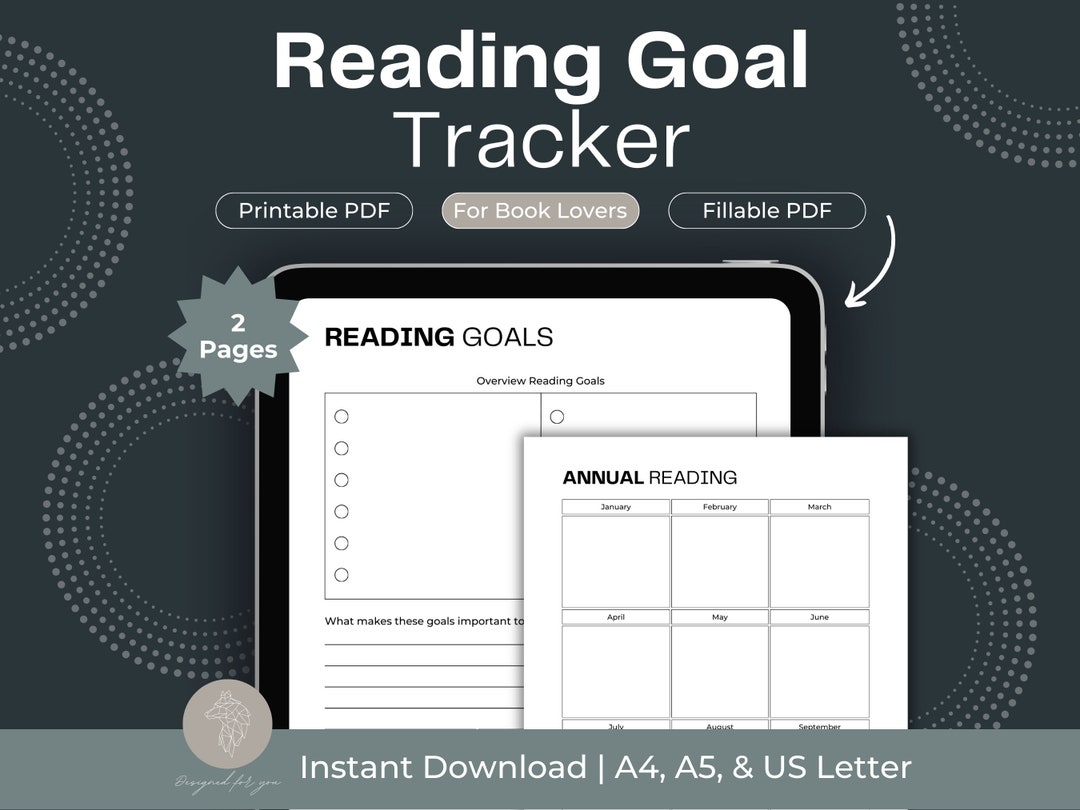 Reading Goal Printable, Reading Goals, Reading Goal Tracker, Book Tracker, Book Journal, Digital ...