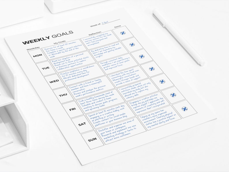Weekly Goal Tracker Weekly Goals Template Weekly Goal Planner Habit ...