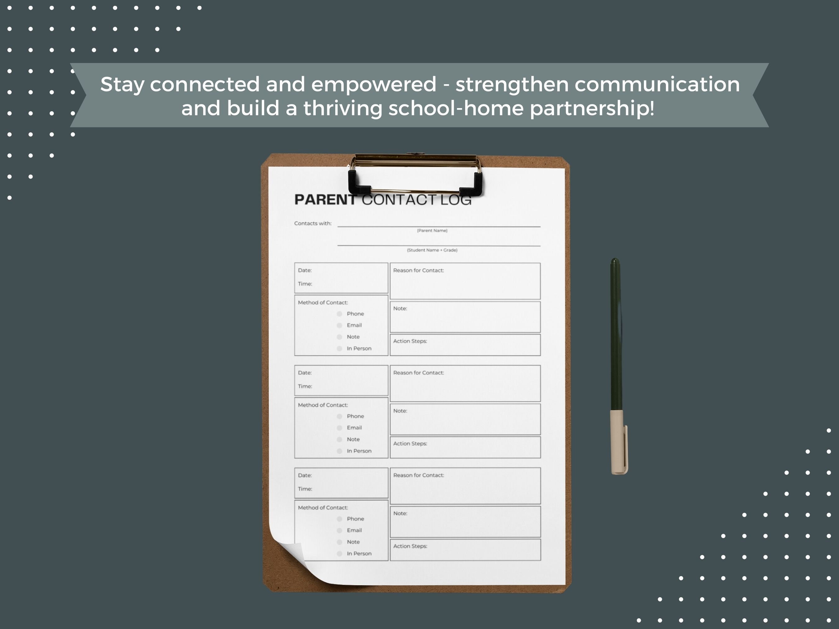 Parent Contact Log Printable Communication Log Fillable PDF Contact ...