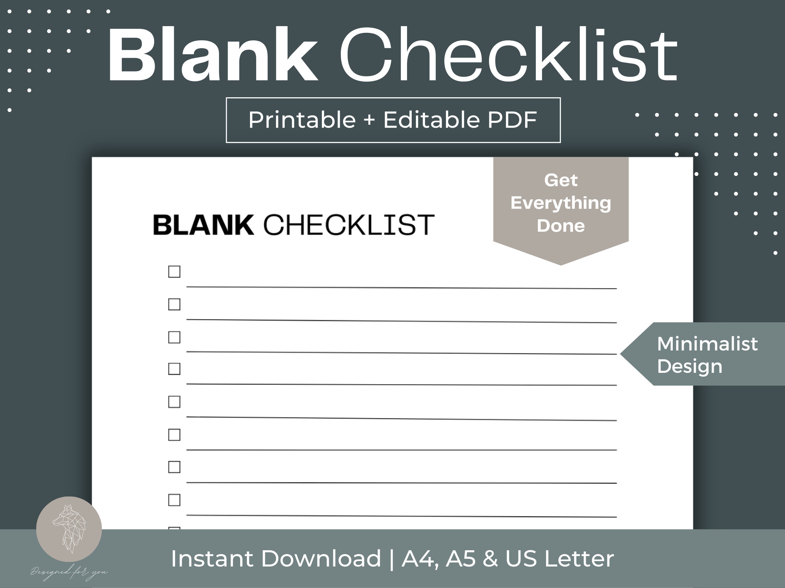 Blank Checklist Minimalist to Do List Checklist Template - Etsy