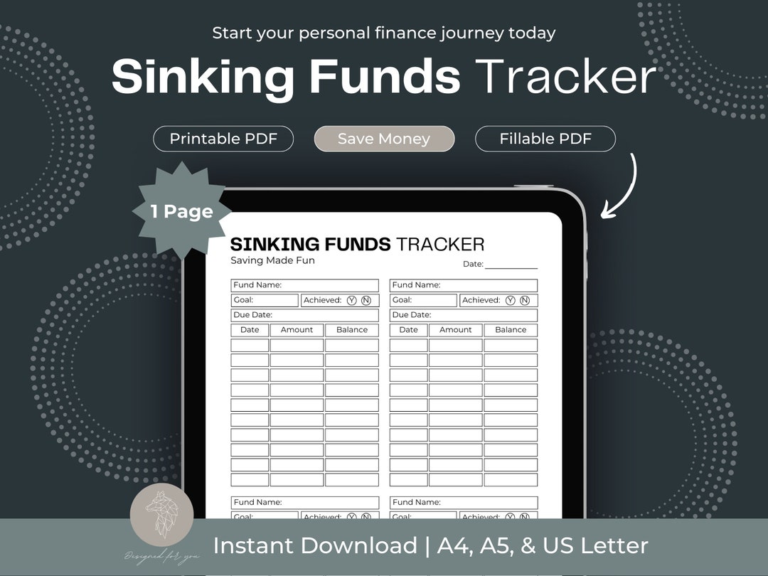 Sinking Funds Tracker, Sinking Funds Tracker Printable, Savings Tracker ...