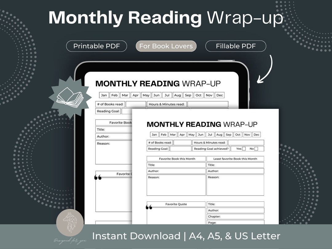 Monthly Reading Wrap-up Template, Book Library, Reading Journal ...