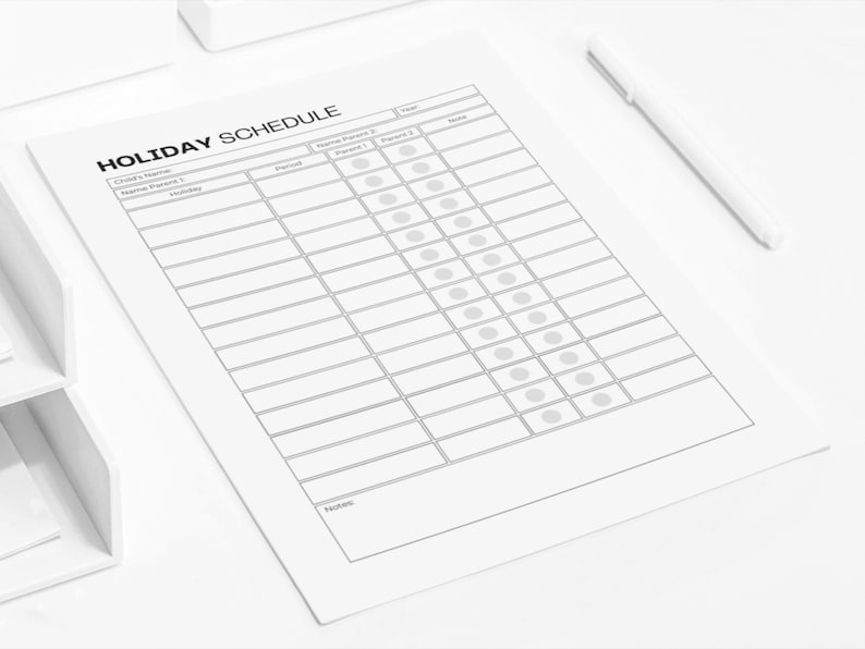 Holiday Schedule Printable: Child Custody Planner (fillable PDF) - Etsy