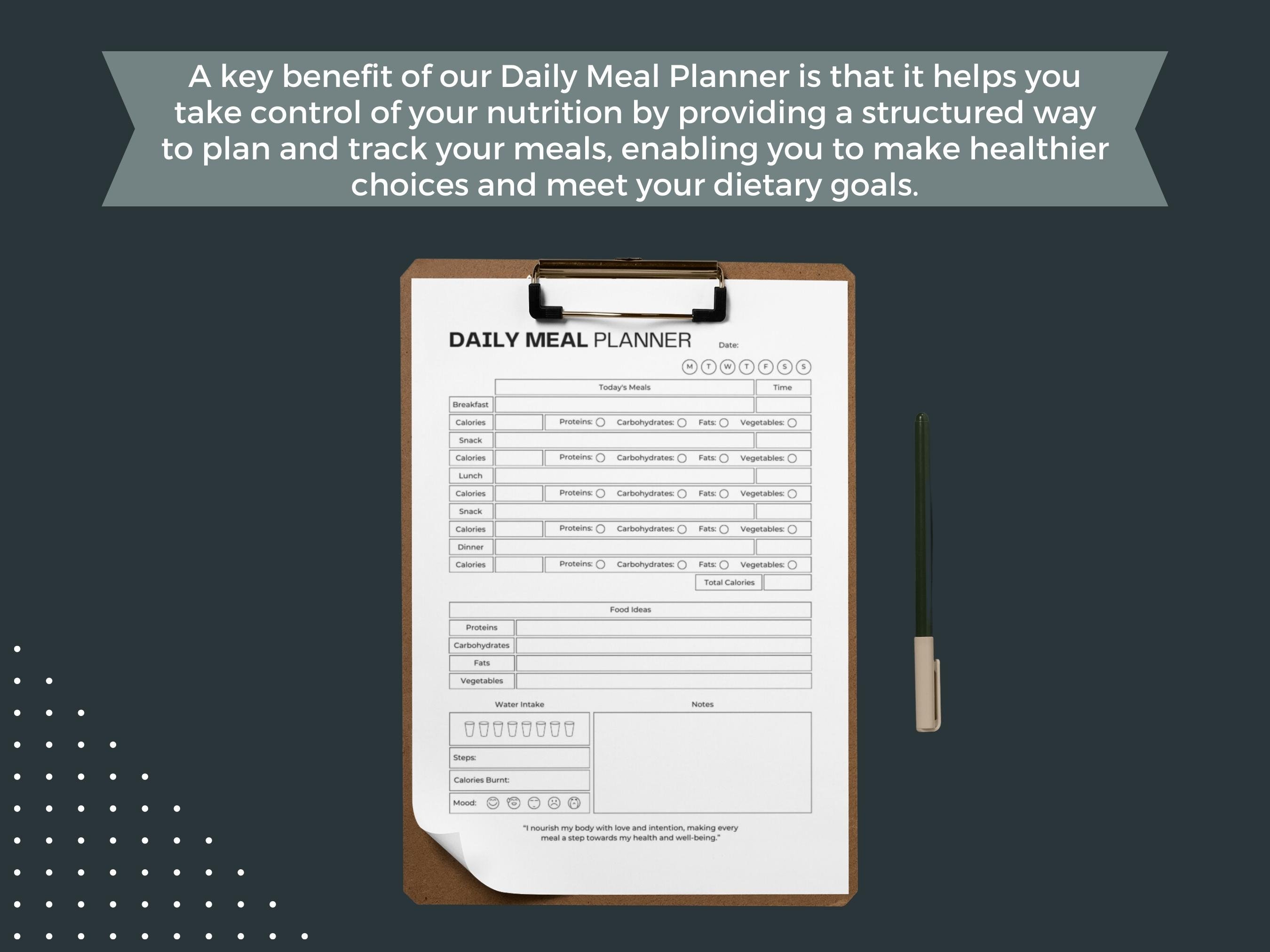 Daily Meal Planner Weight Loss Printable Daily Meal Plan Template ...