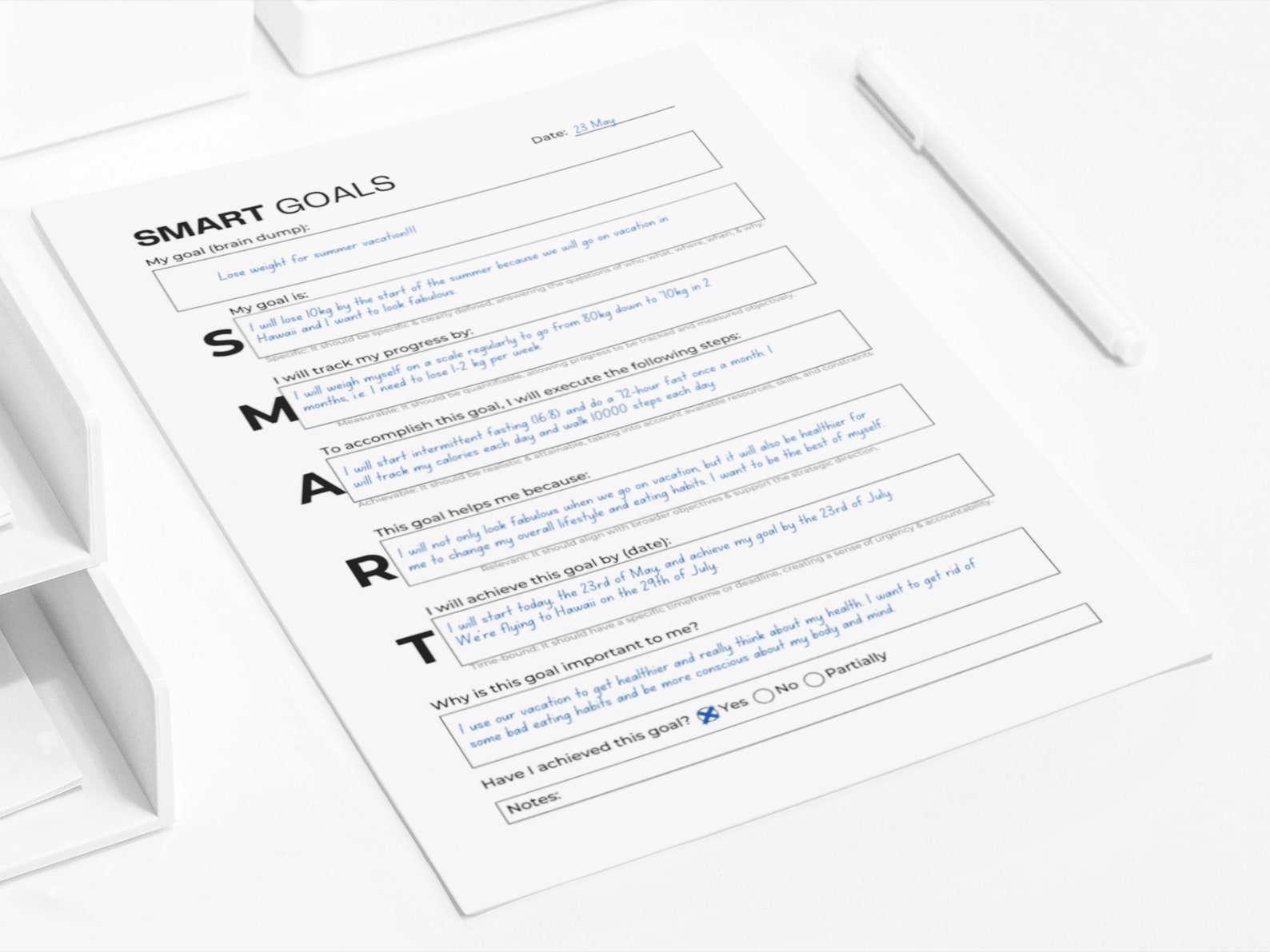 SMART Goal Worksheet Printable, Fillable PDF (A4, A5, Letter) - Etsy