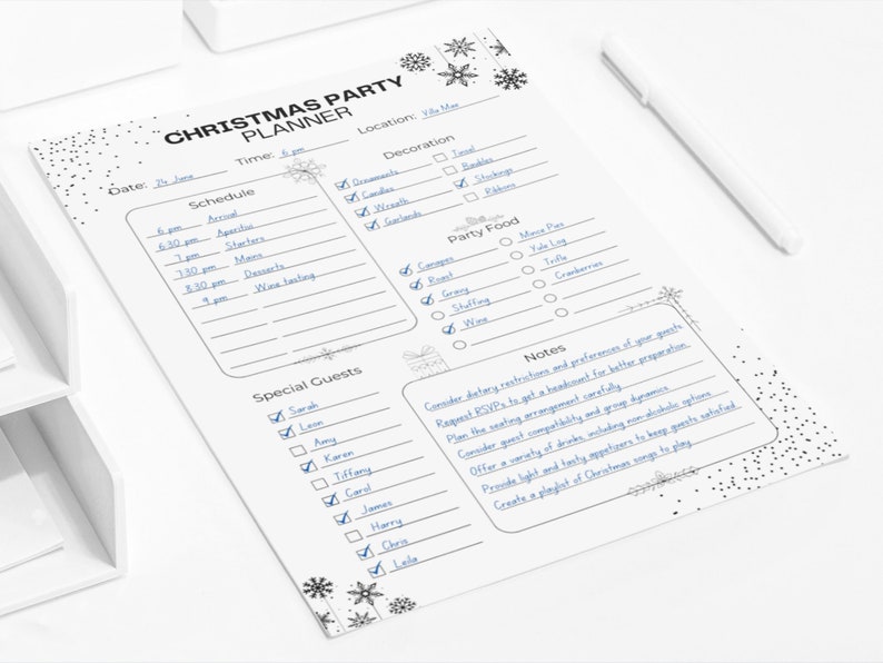 Christmas Party Planner Printable, Fillable PDF (A4, A5, Letter) - Etsy