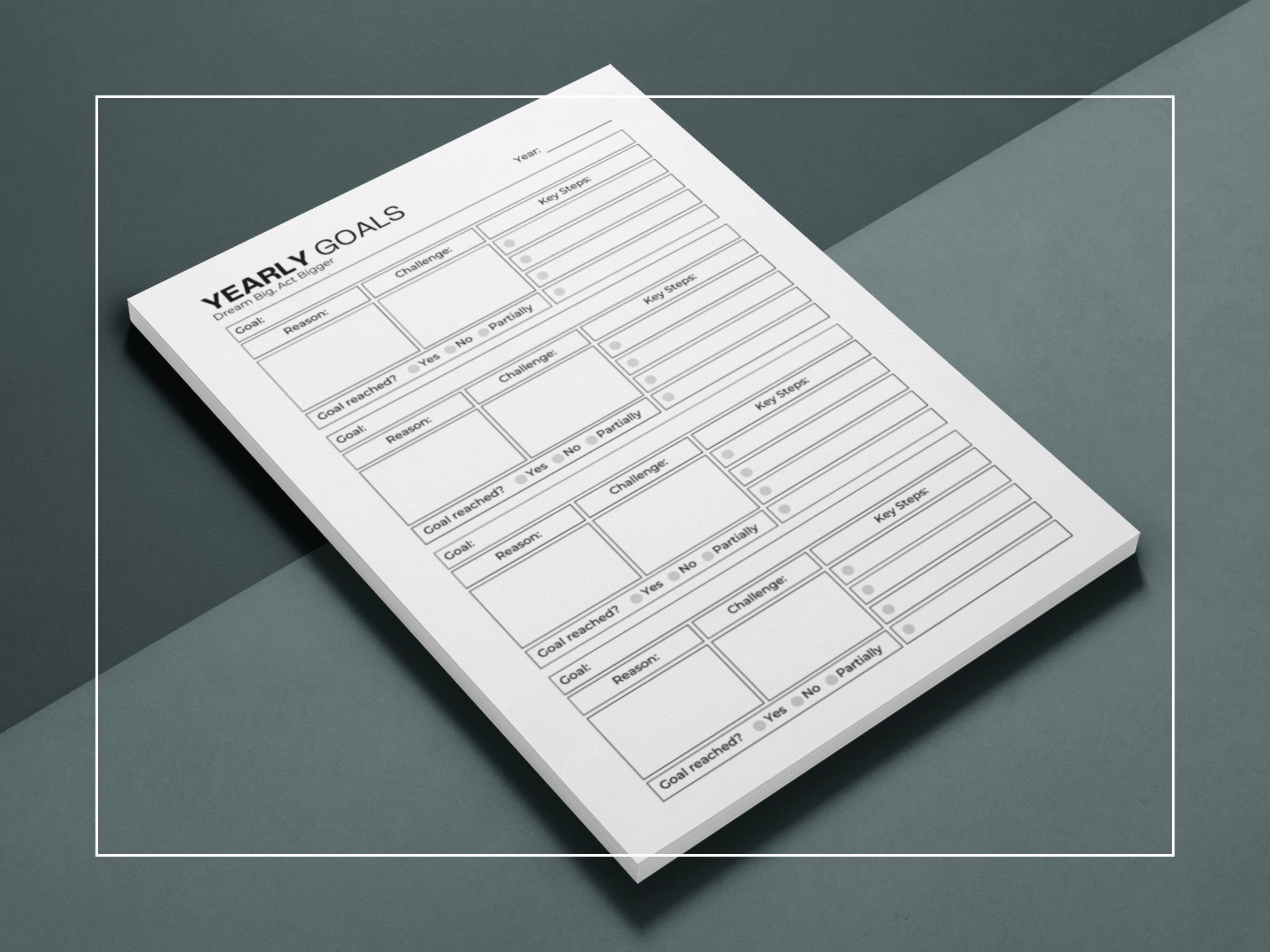 Yearly Goals Printable Yearly Goal Planner Digital Goal Tracker Goals ...