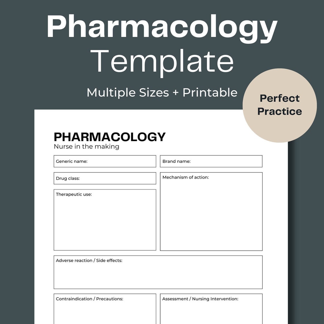 Pharmacology Template Nursing Student Nurse in the Making - Etsy