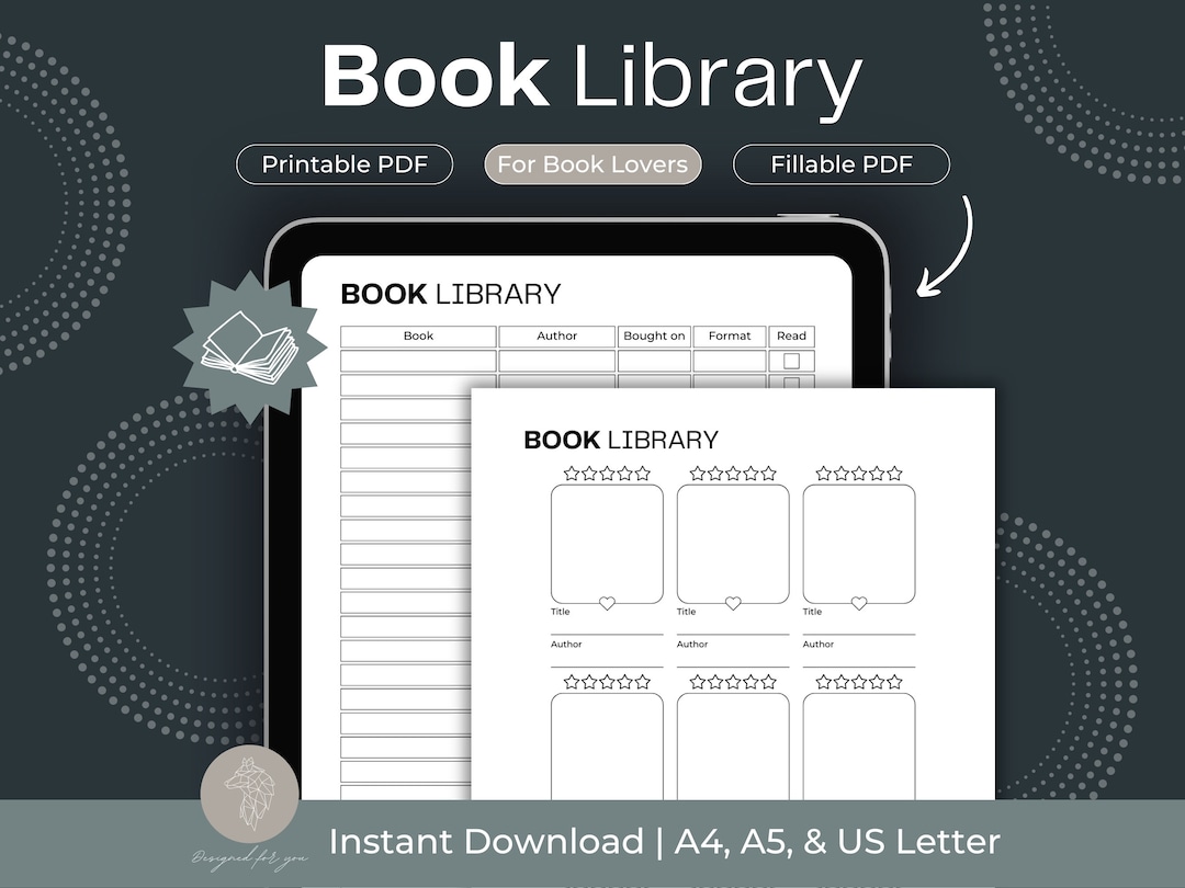 Book Library Template, Reading Journal Bundle, Book Log, Book Reading ...