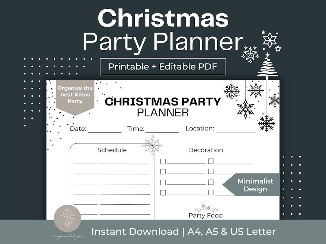 Christmas Party Planner Printable Fillable PDF Event Tracker Sheet ...