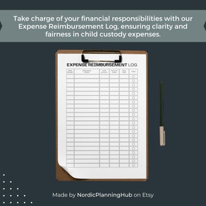 Expense Reimbursement Log Printable Child Custody Planner Fillable PDF ...