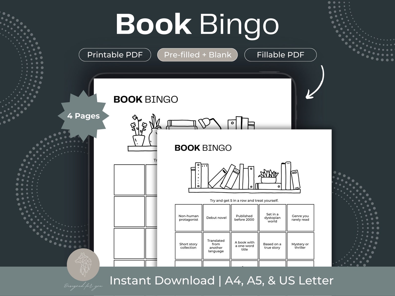 Book Bingo Template, Reading Journal Bundle, Book Log, Book Reading ...
