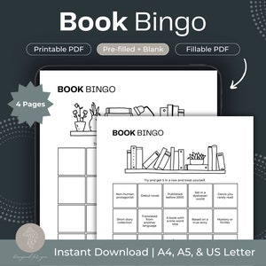 Book Bingo Template, Reading Journal Bundle (PDF) - Etsy