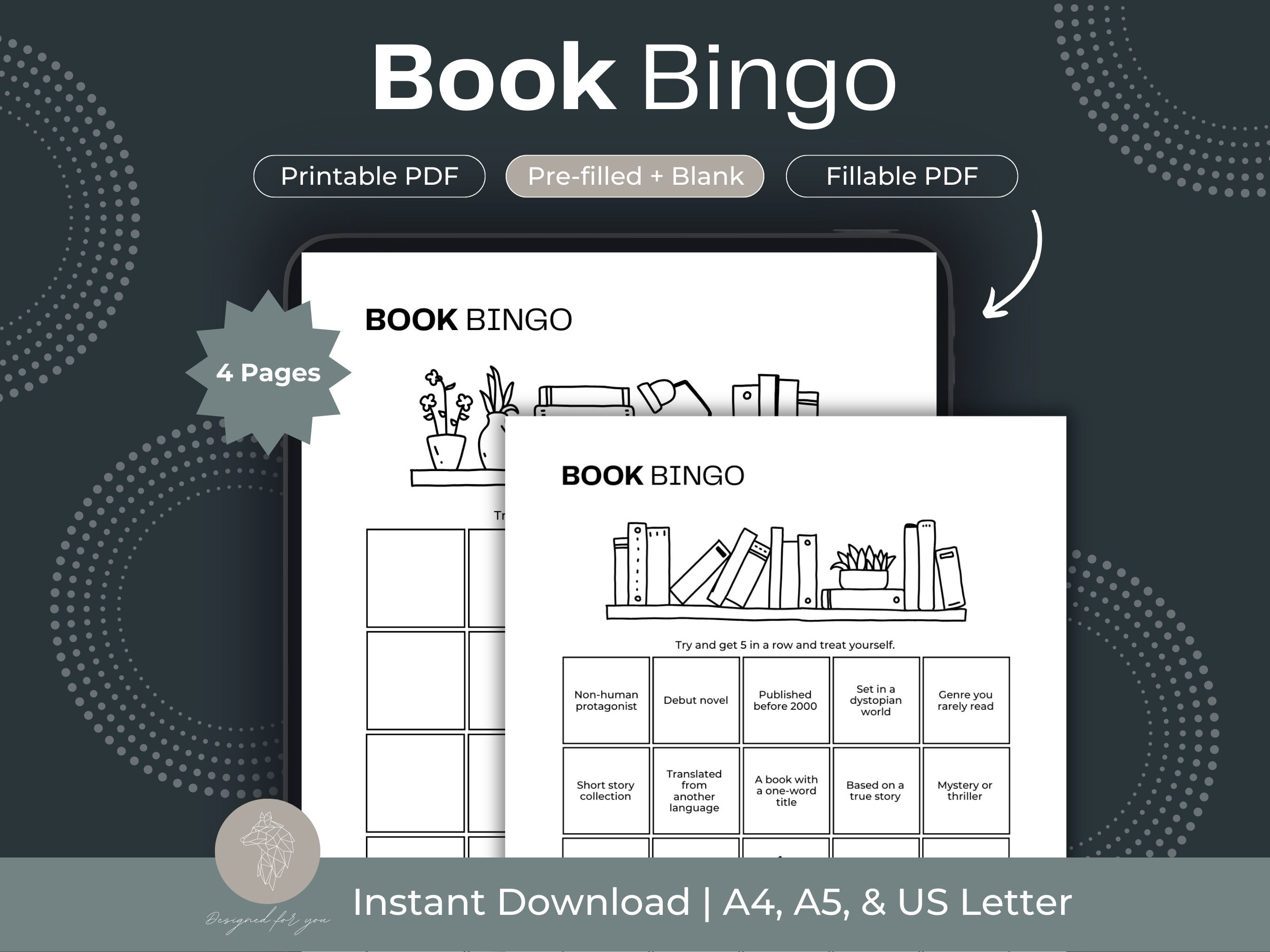 Book Bingo Template, Reading Journal Bundle, Book Log, Book Reading ...