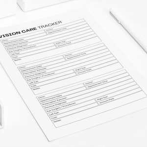 Vision Care Tracker Printable Eye Care Log Fillable PDF for Your ...