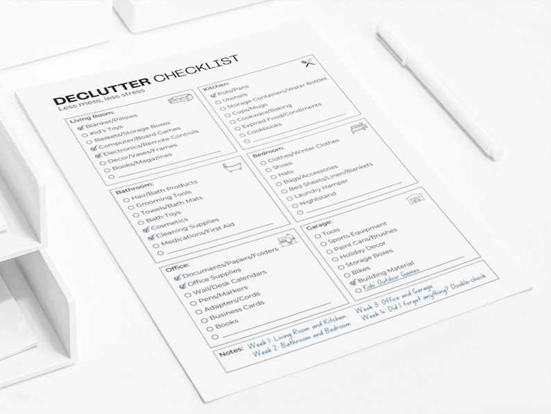 Declutter Checklist ADHD Decluttering Home Cleaning Planner - Etsy